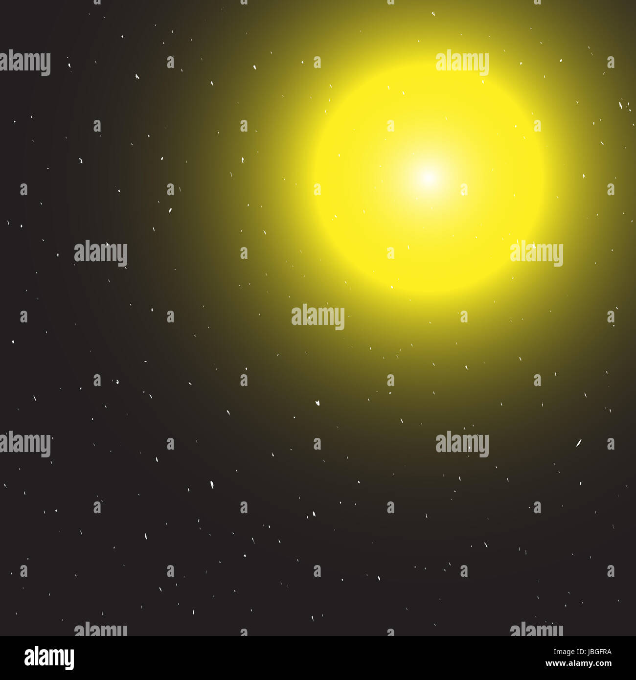 Vector illustration of shining sun with stars in space Stock Photo - Alamy