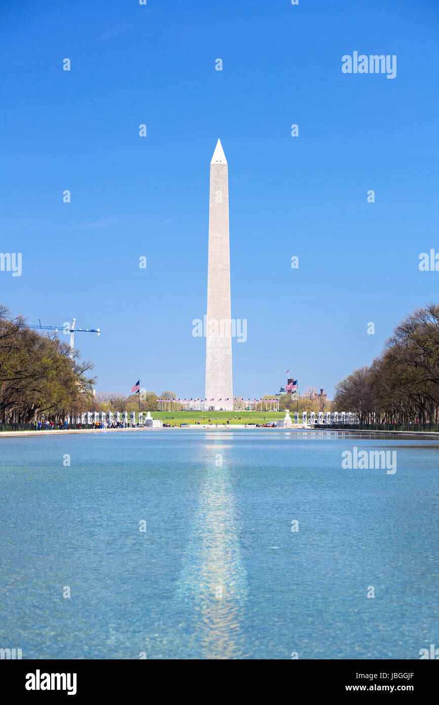 Reflection of Washington Monument in new reflecting pool from Lincoln ...