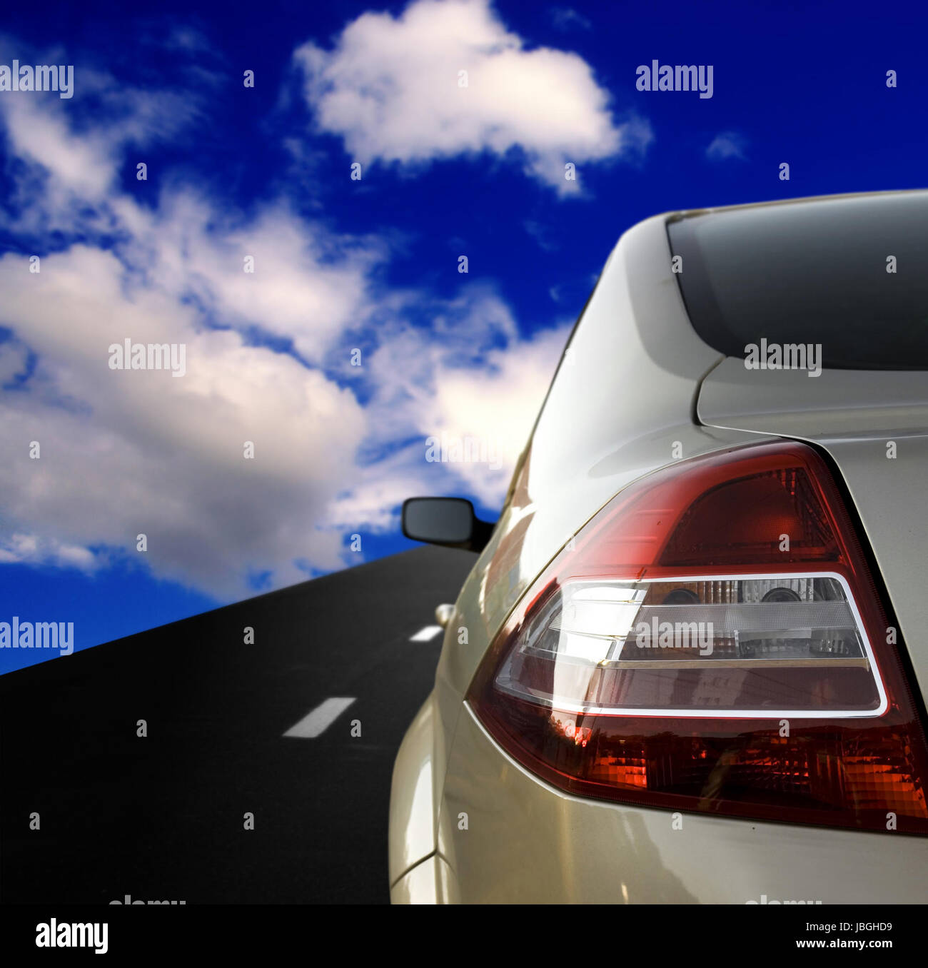 Silver car on the road Stock Photo - Alamy