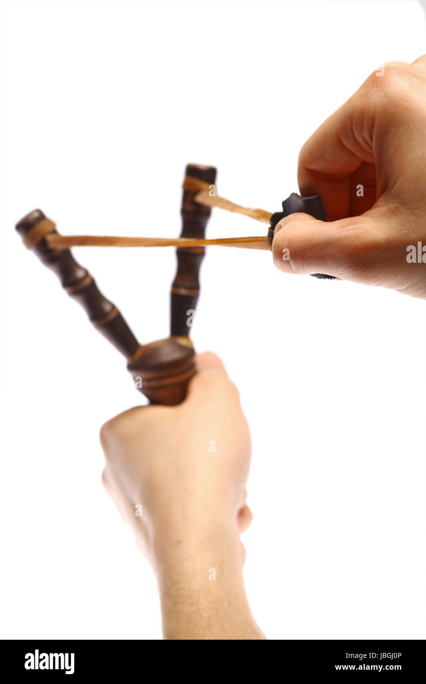 Color shot of a vintage slingshot, on white Stock Photo - Alamy