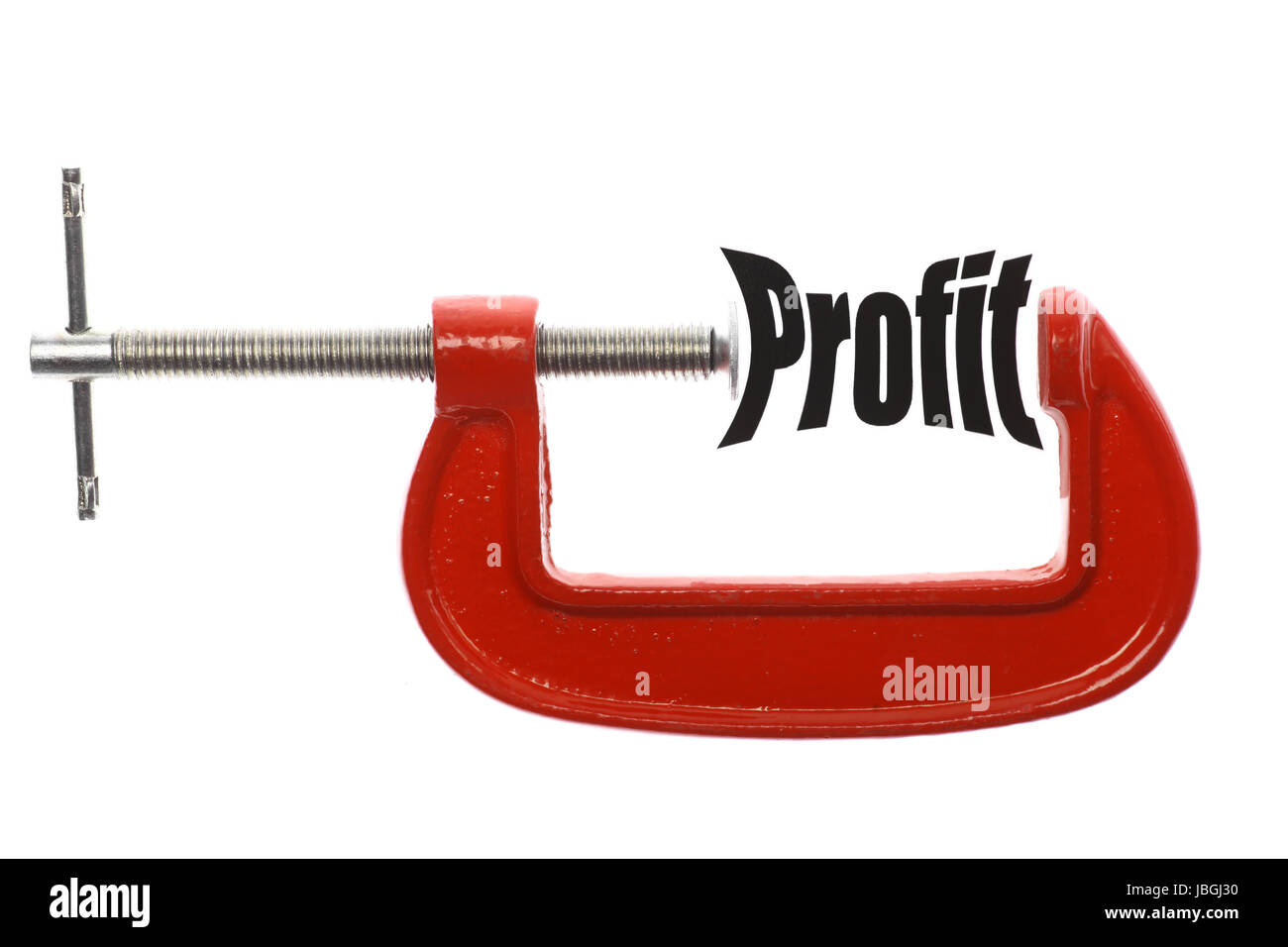 The word "Profit" is compressed with a vice. Business metaphor Stock ...