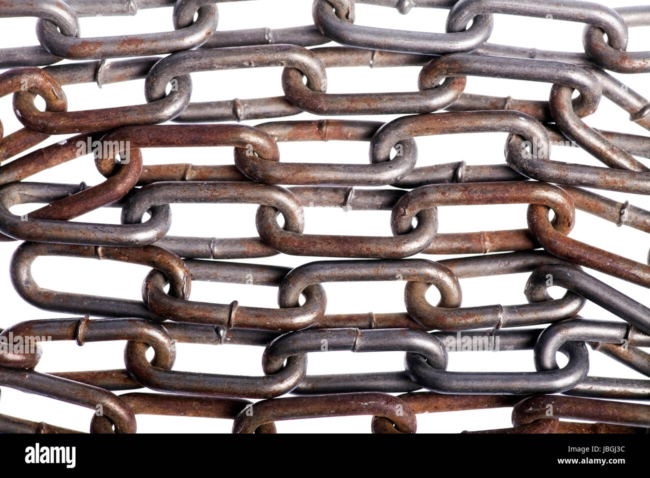 Color detail of some rusty chains, on white Stock Photo - Alamy