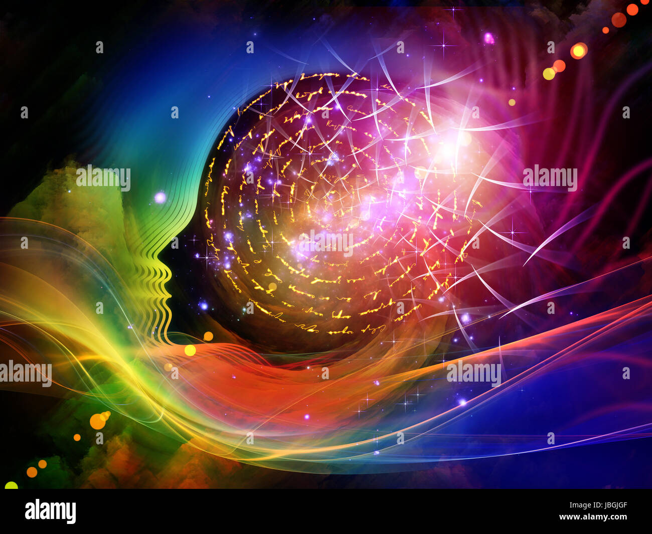 Geometry of Soul series. Abstract design made of profile lines of human ...