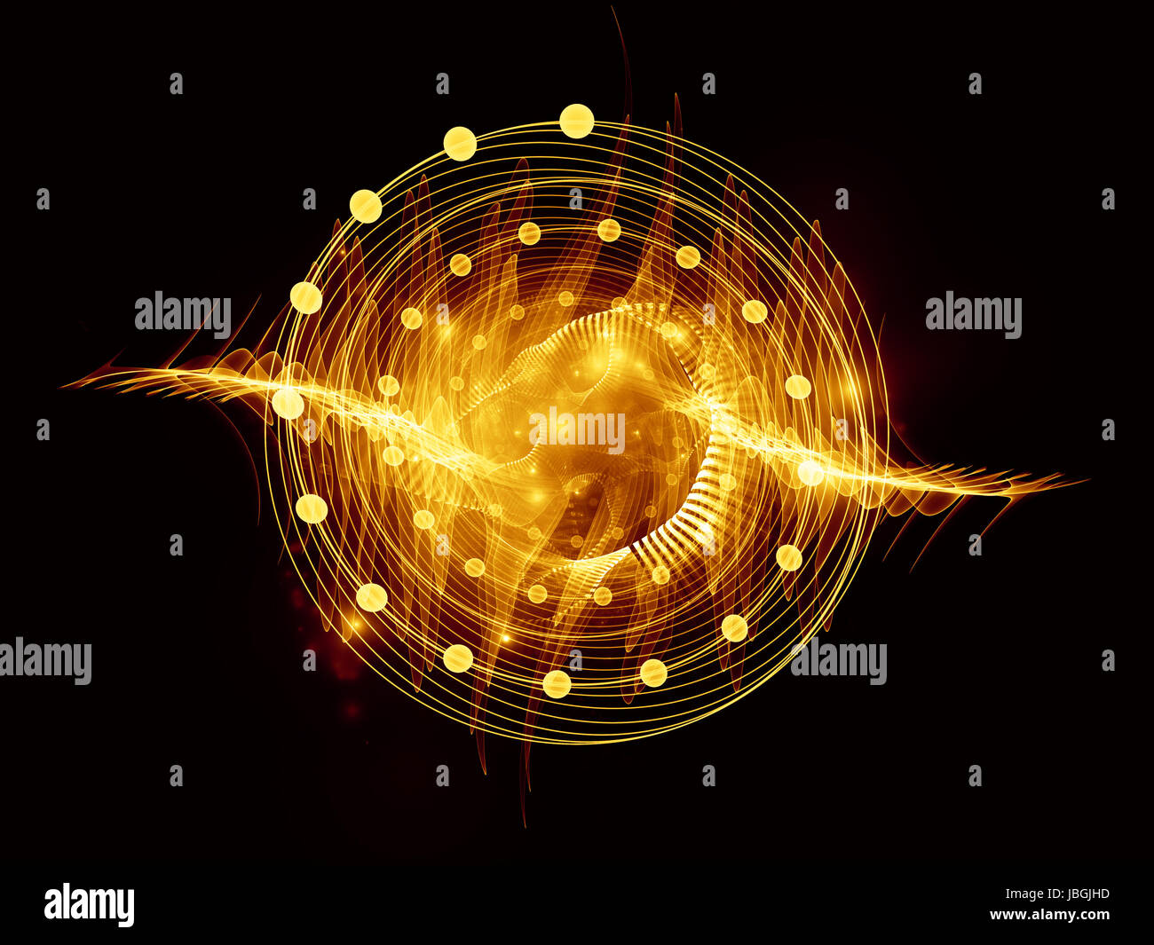 Atomic series. Abstract concept of atom and quantum waves illustrated ...