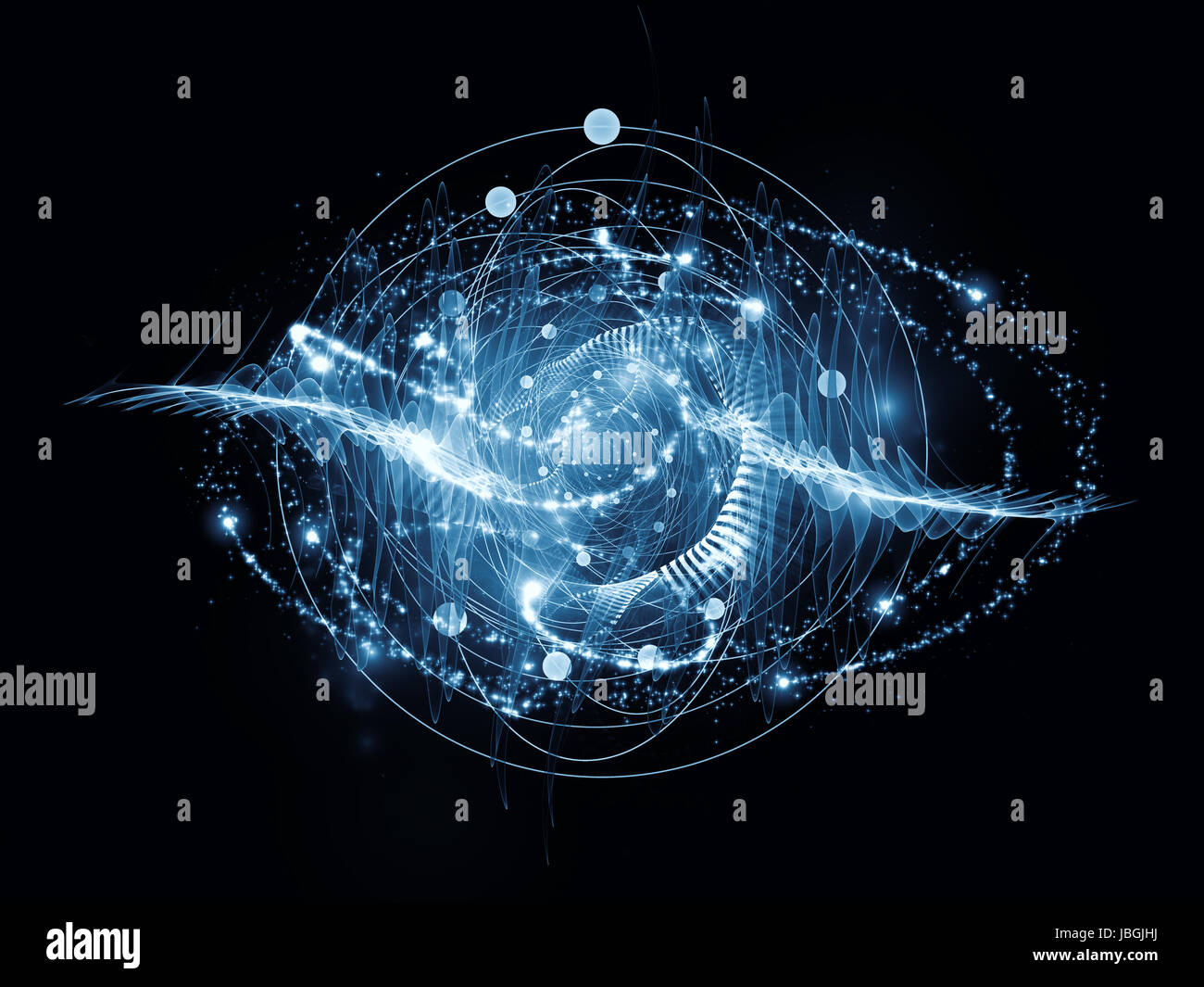 Atomic series. Abstract concept of atom and quantum waves illustrated ...