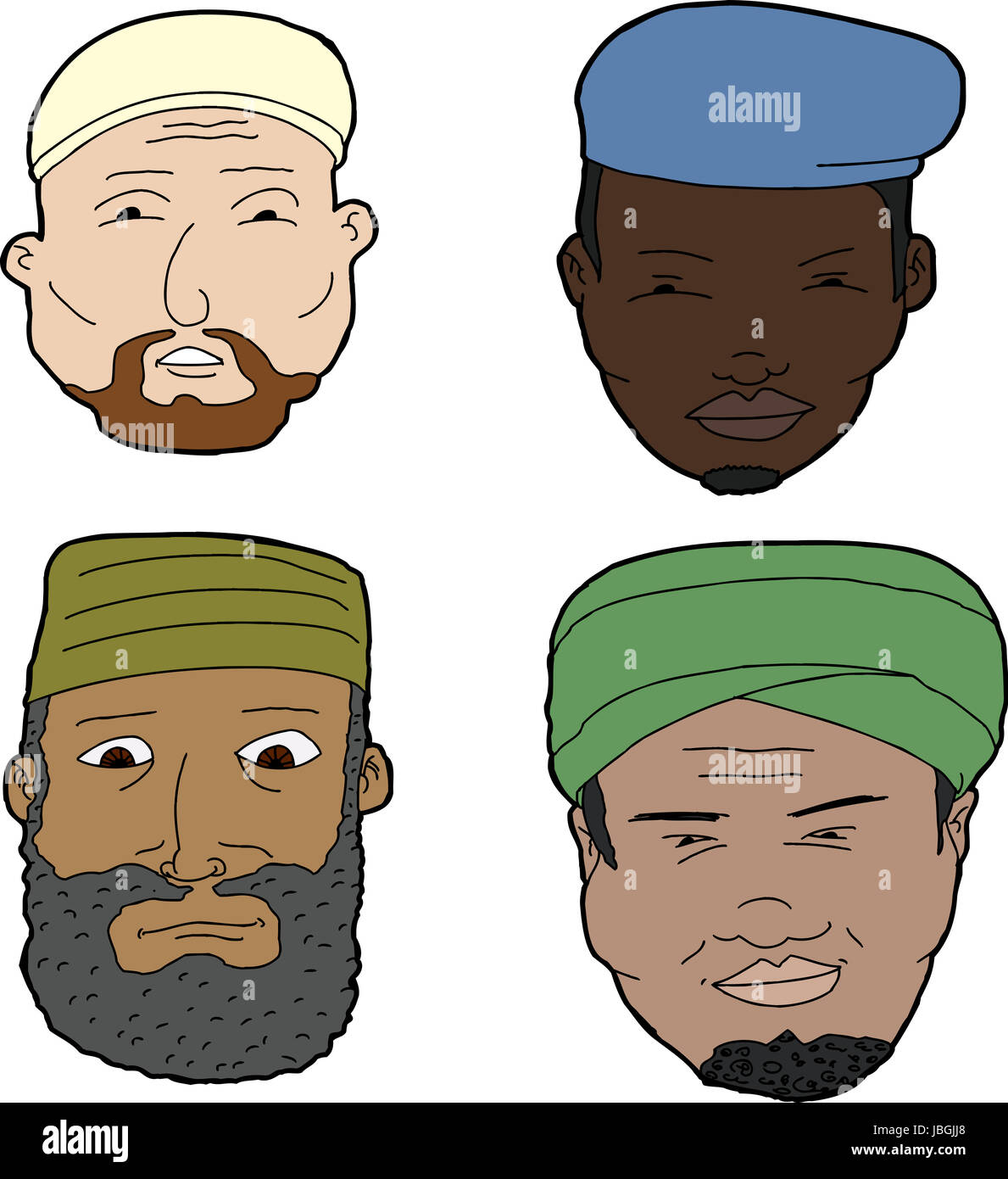 Diverse set of bearded Muslim men on white background Stock Photo - Alamy