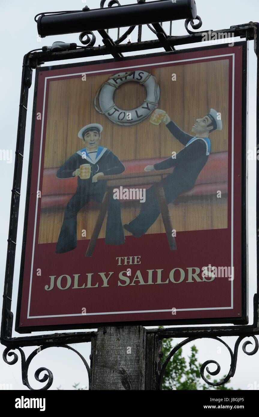 The Jolly Sailors inn sign, Buntingford, Hertfordshire Stock Photo - Alamy