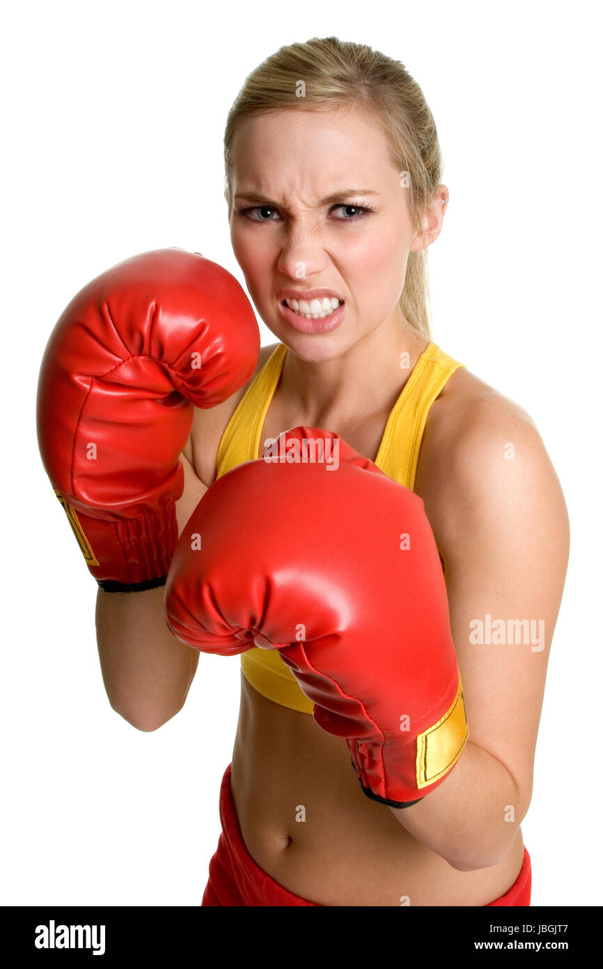 Beautiful isolated woman boxing Stock Photo - Alamy
