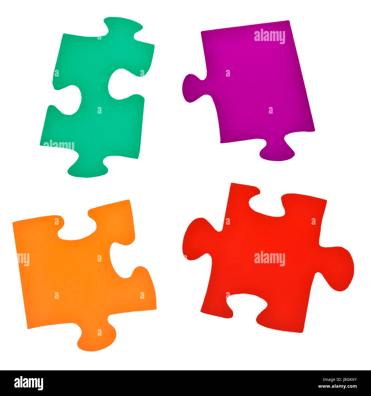 few separated jigsaw puzzle pieces isolated on white background Stock ...