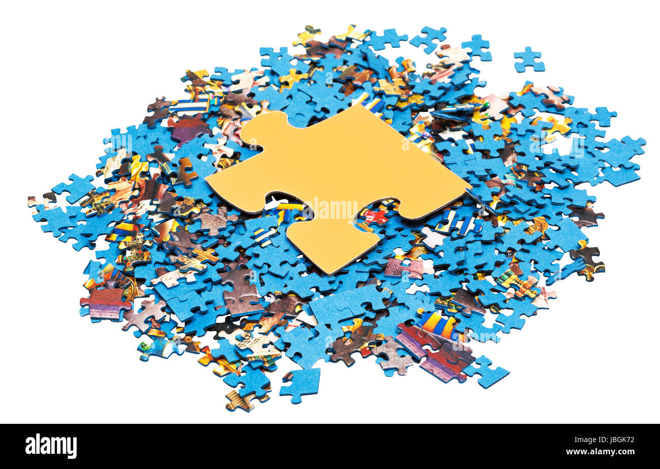 Jigsaw puzzle pieces pile Cut Out Stock Images & Pictures - Alamy
