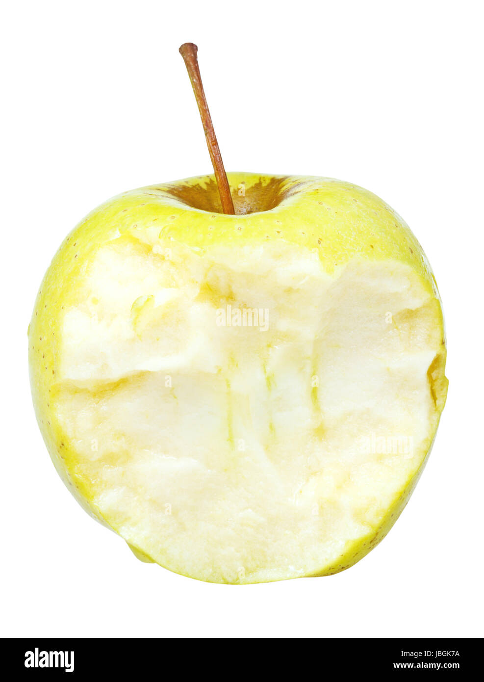 half of yeloow golden delicious apple isolated on white background ...