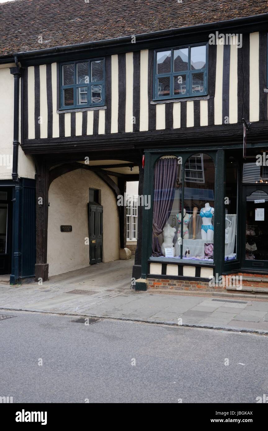 Timber framed building with overhanging upper storey, High Street ...