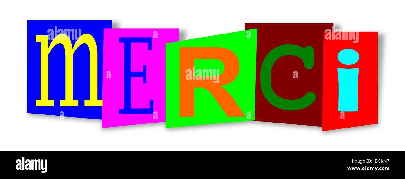 Colourful inscription on colored substrates thank you - merci ...