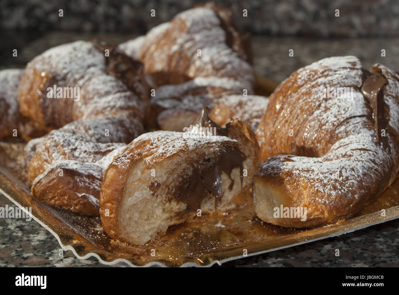 a traditional Italian dessert for the breakfast: chocolate croissant ...