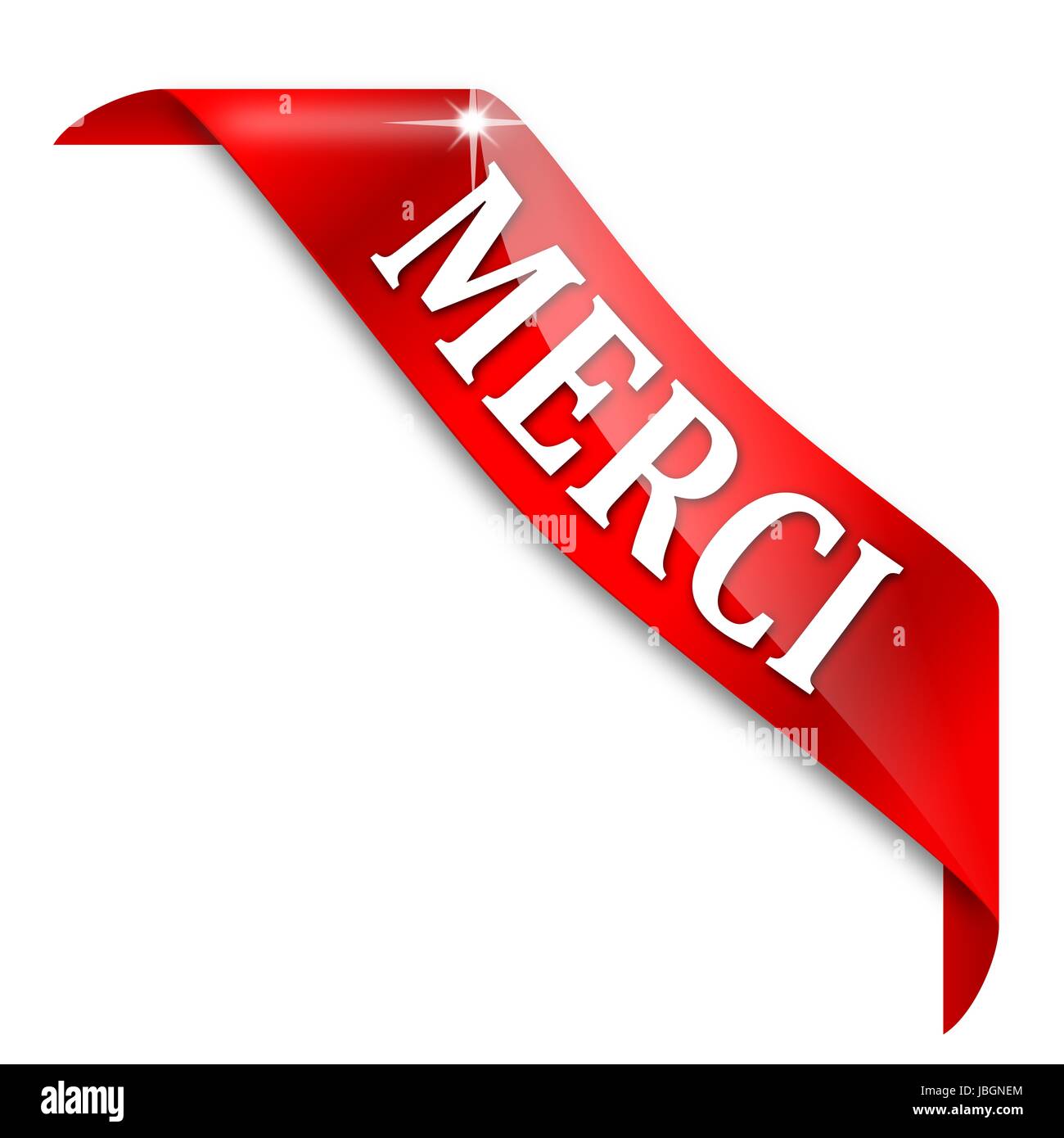 Red narrow corner with the word merci - illustration Stock Photo - Alamy