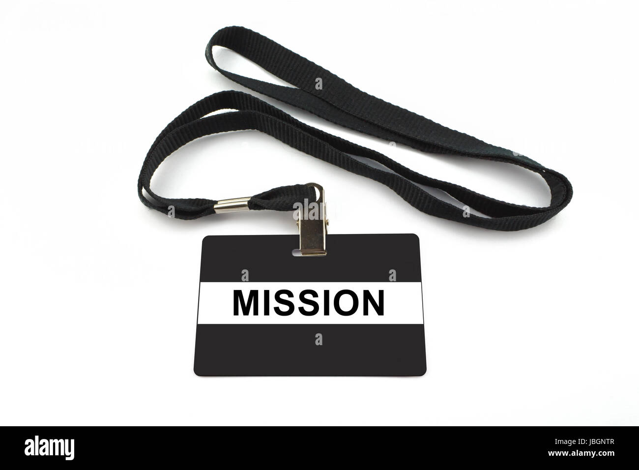 mission badge with strip isolated on white background Stock Photo - Alamy