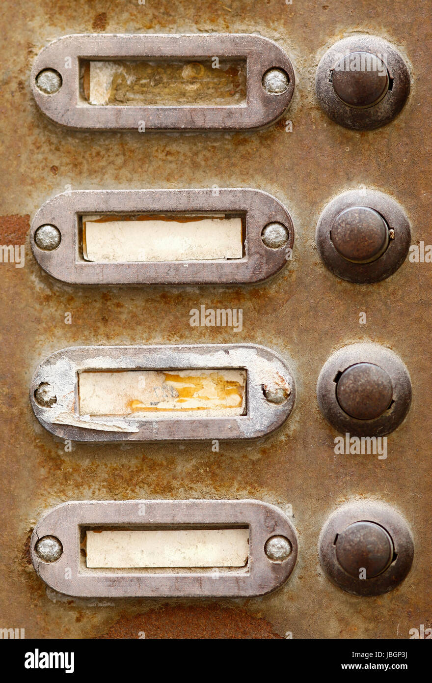 Detail of the old and damaged doorbells - buttons Stock Photo - Alamy