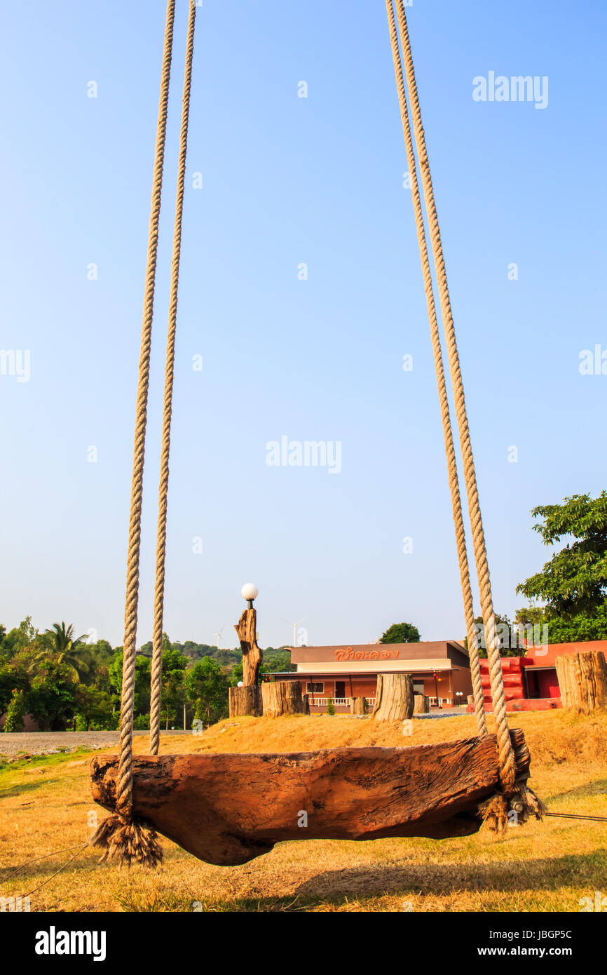 The giant wooden swing in the country which is a tourist attraction ...