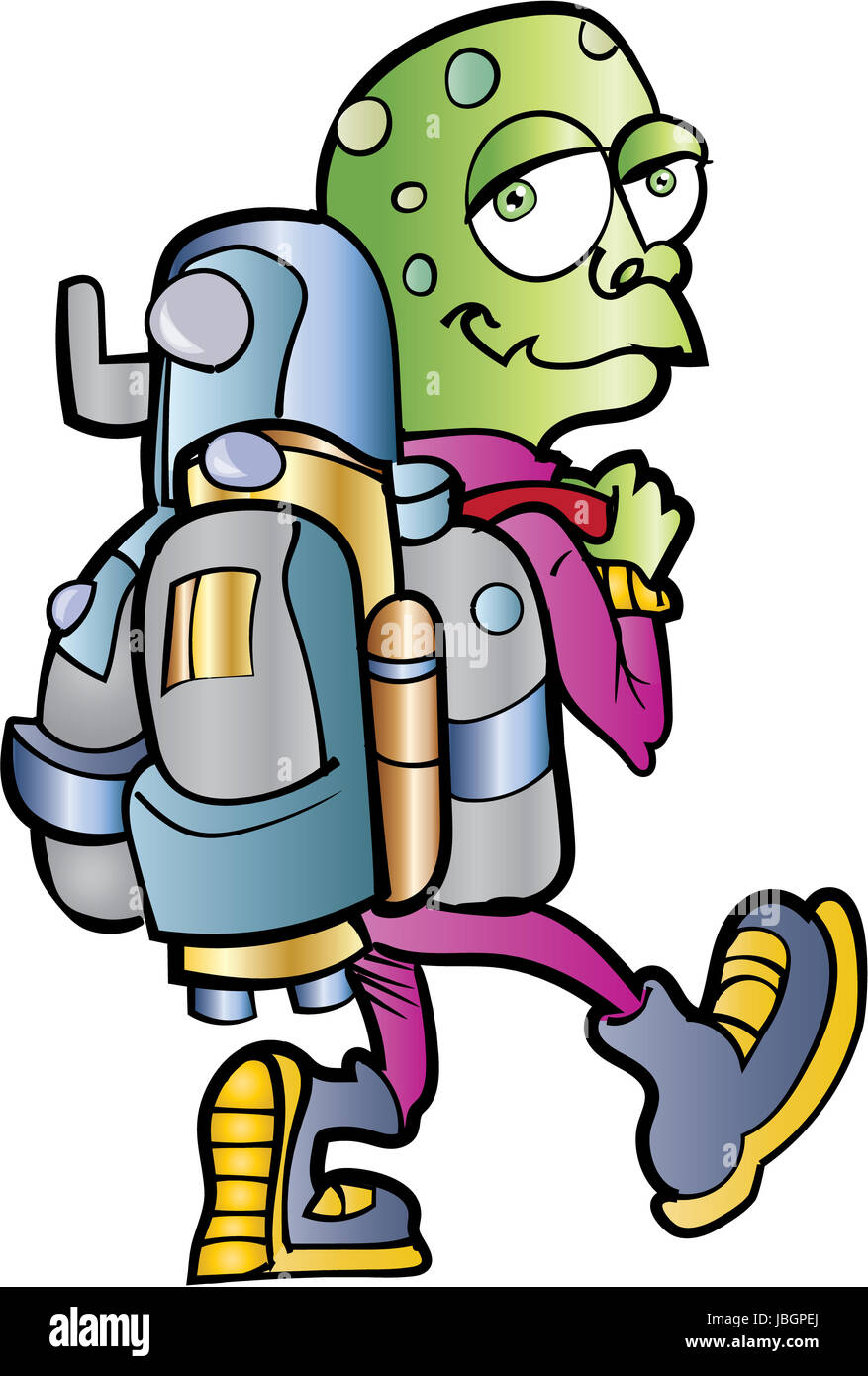 Cartoon alien jetpack user. Isolated Stock Photo - Alamy