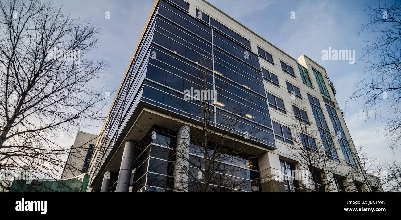 modern architecture with glass and columns and metal panels Stock Photo ...