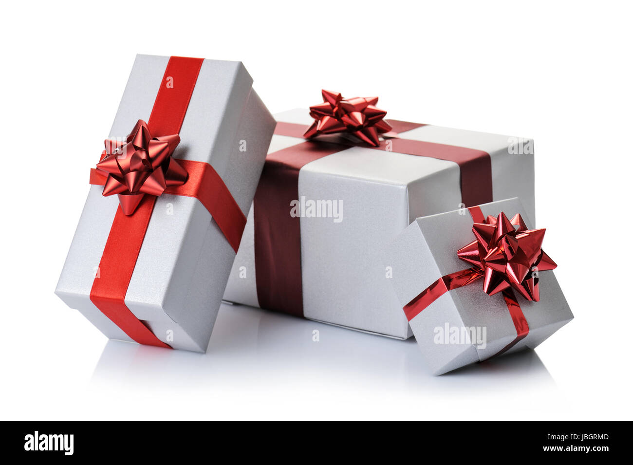 gift box with bow and red ribbon on white background Stock Photo - Alamy