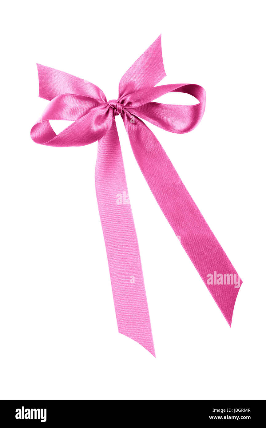 pink ribbon with bow, isolated on white Stock Photo - Alamy