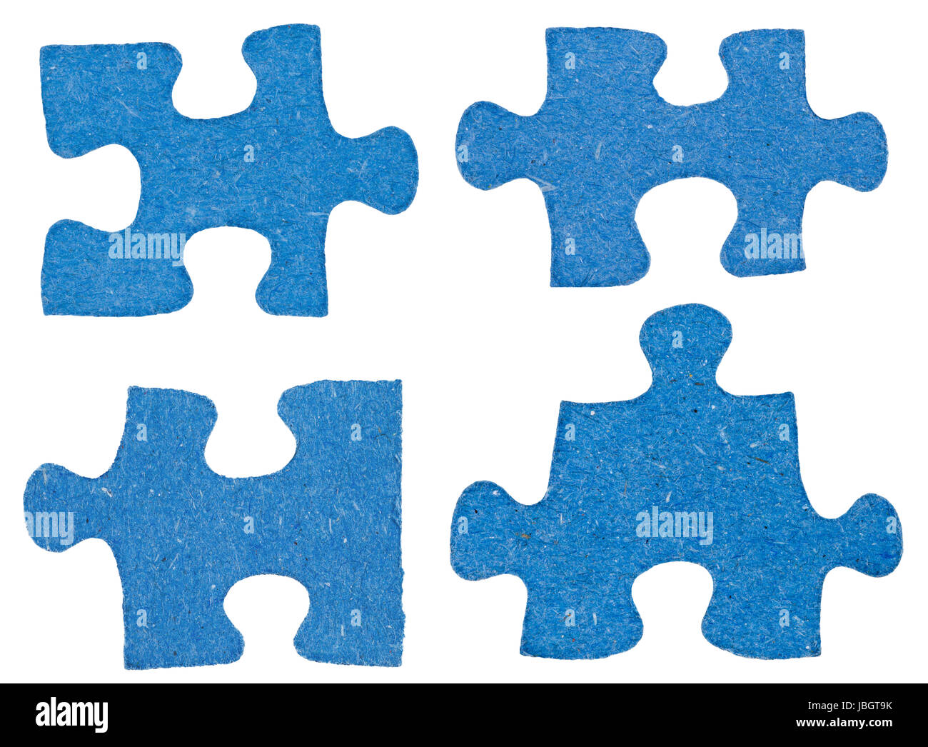 set of blue little puzzle pieces isolated on white background Stock ...