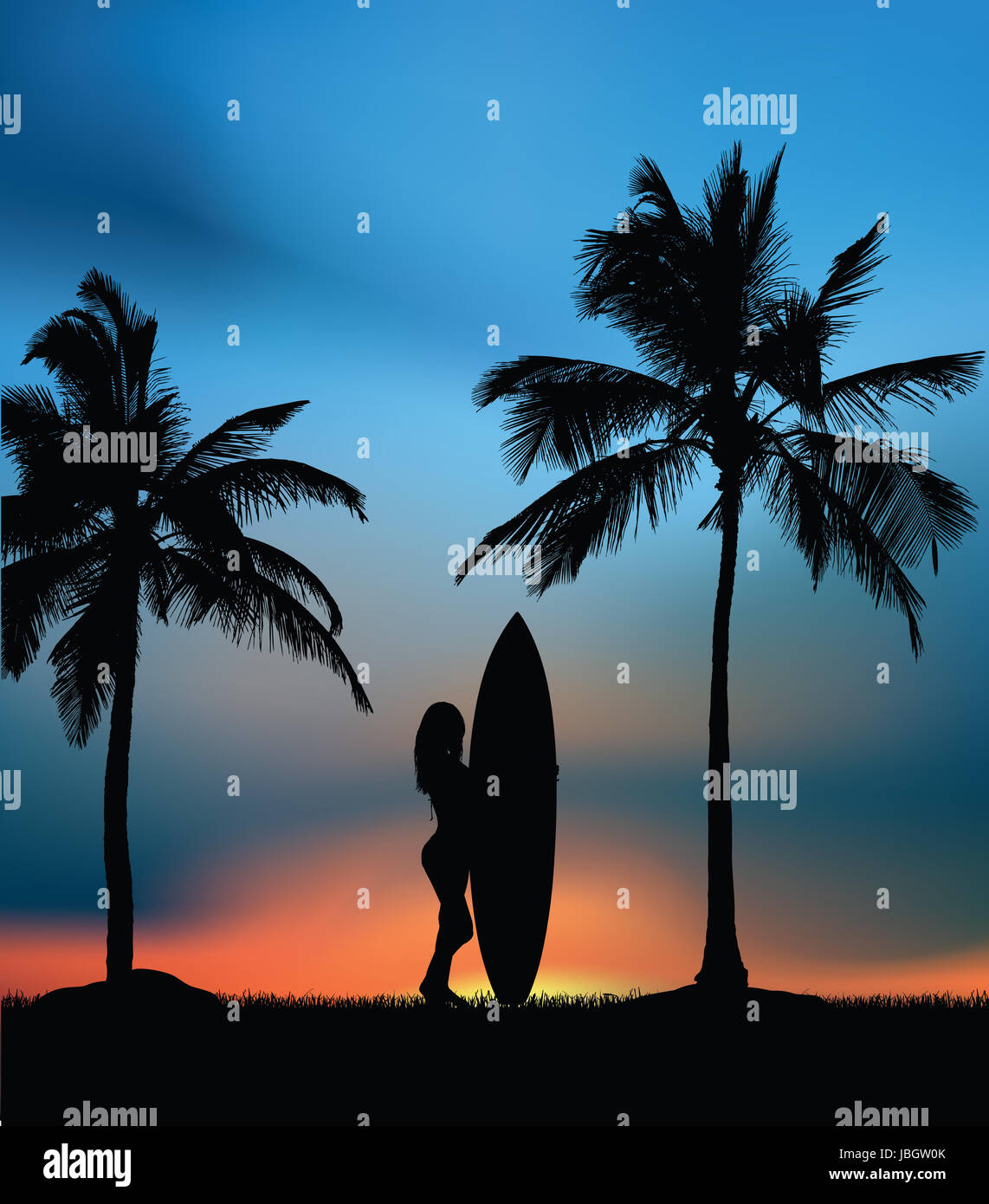 Surf paradise and tropical sunset Stock Photo - Alamy