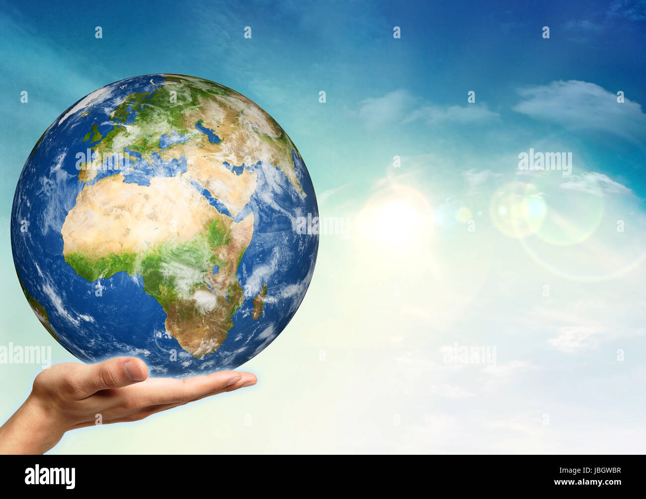 Bring the world in a hand Stock Photo - Alamy
