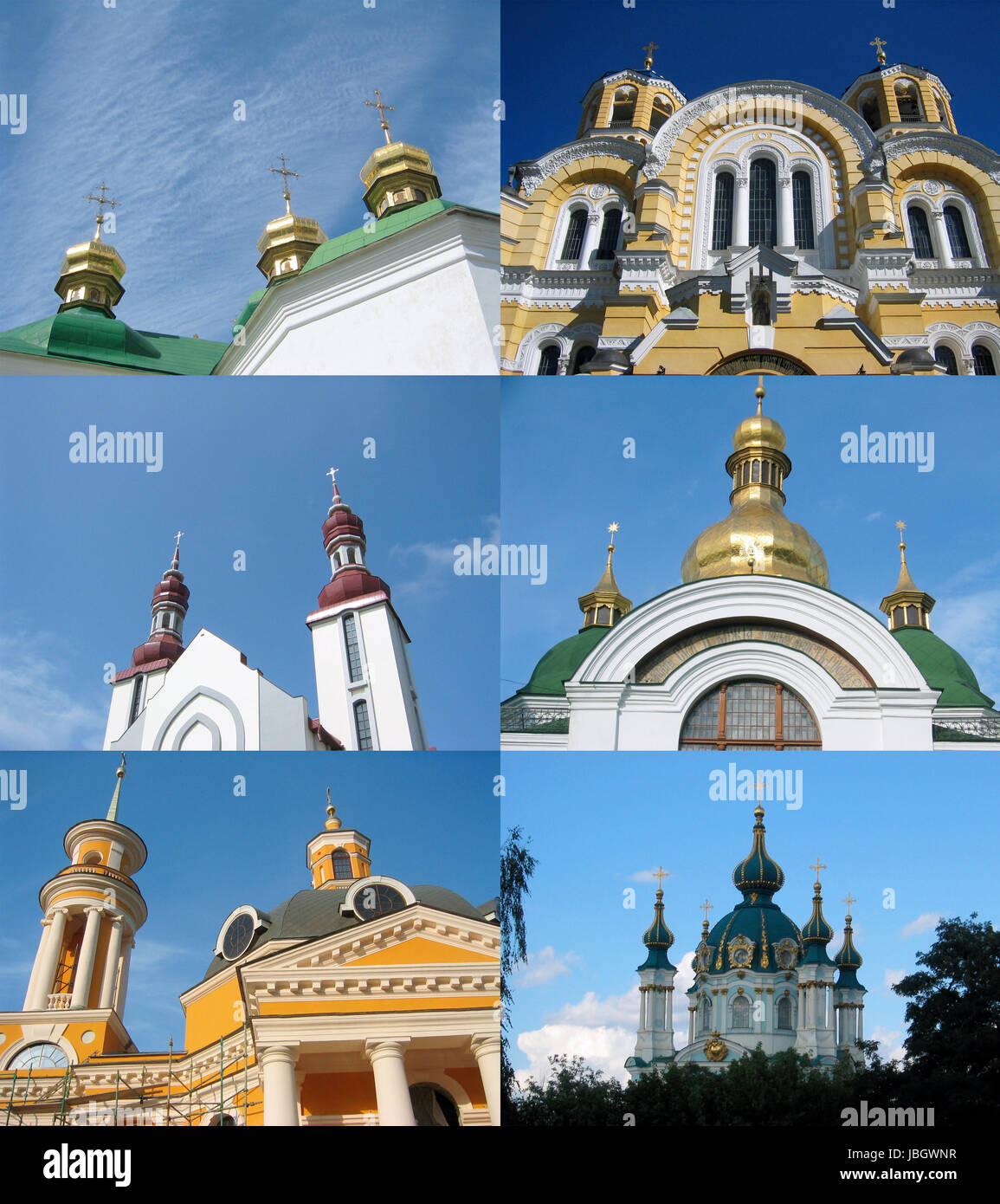 Composition of churches, famous landmarks in Kiev, Ukraine 2011 Stock ...