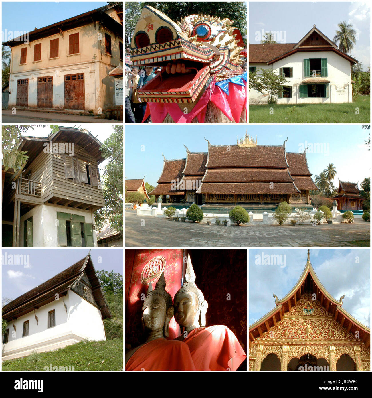 Composition of various buildings and temples in laos Stock Photo - Alamy