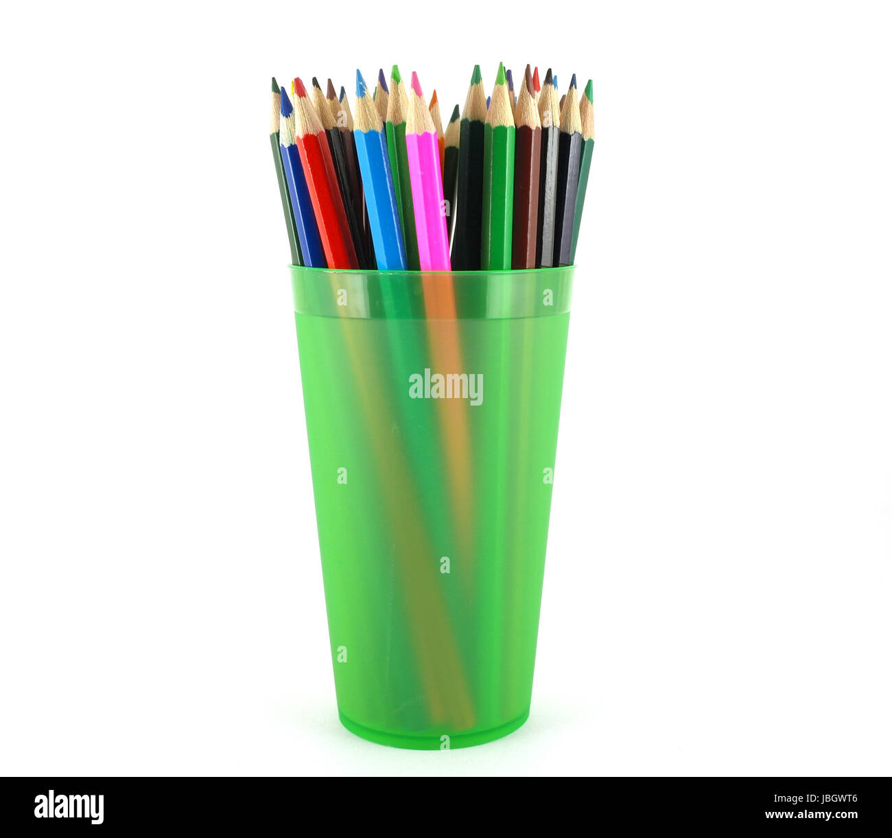 Color pencils in the green prop over white Stock Photo - Alamy