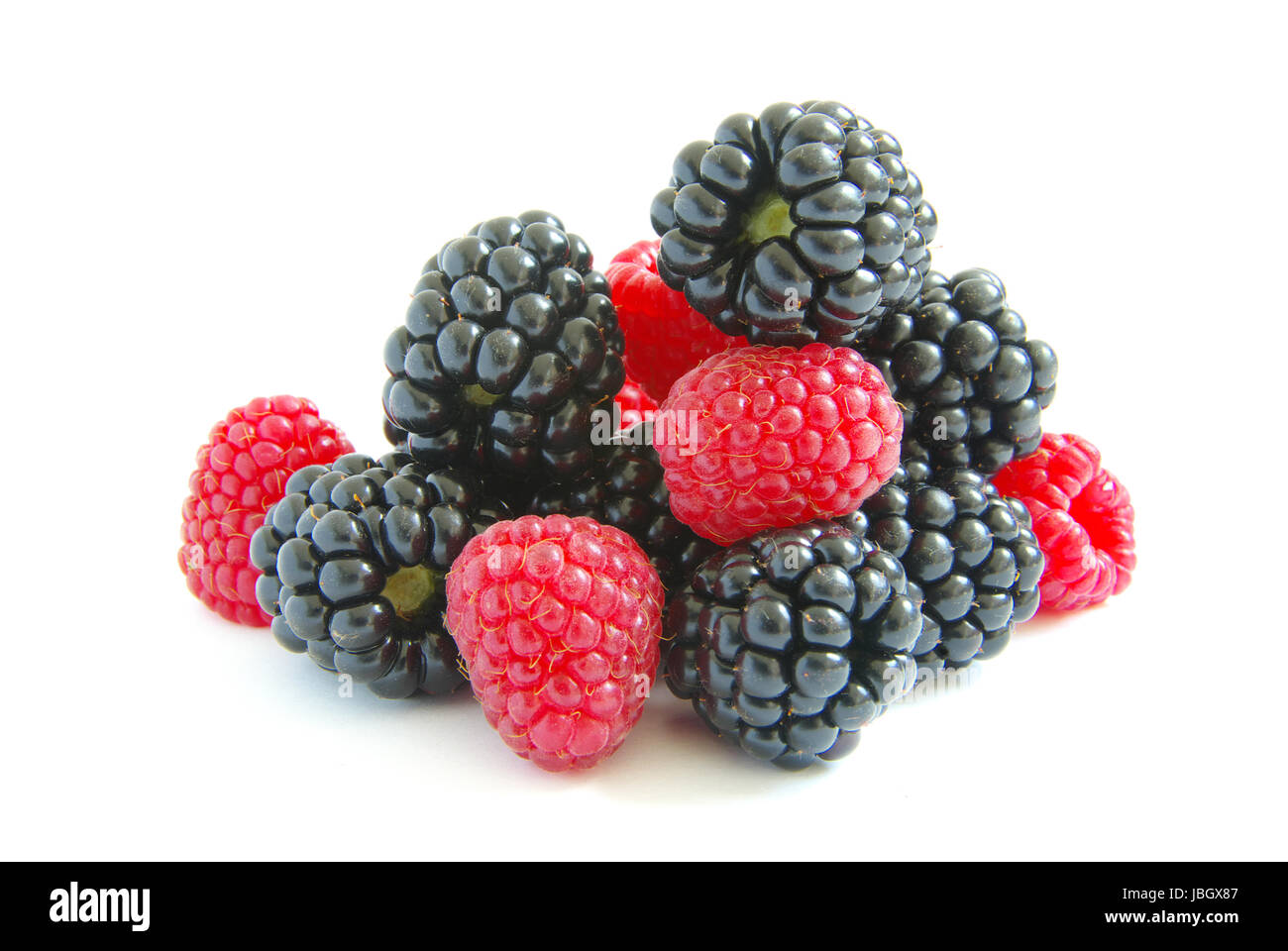 blackberry and raspberry on white isolated background Stock Photo - Alamy