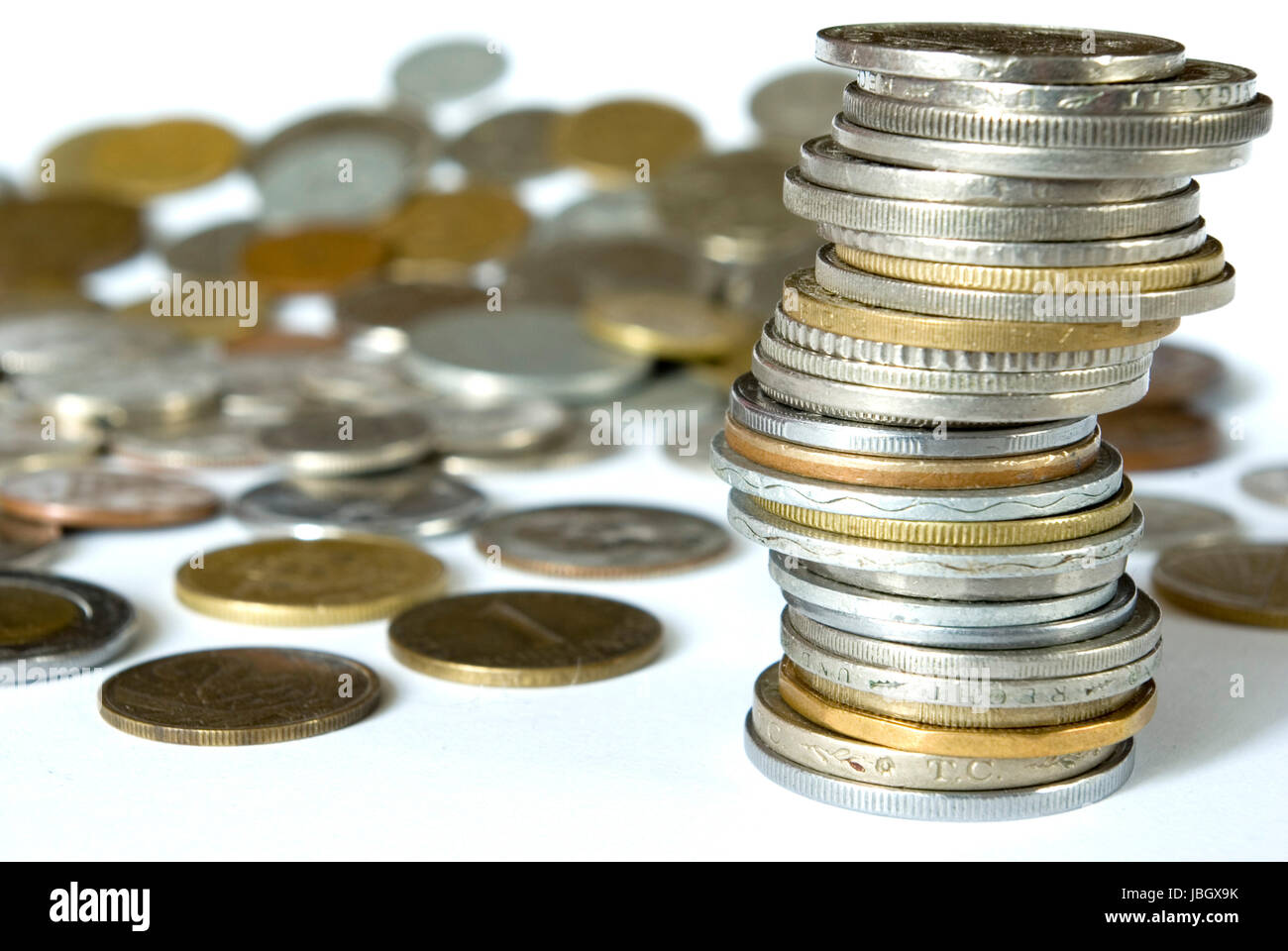 stack coins isolated on coins background Stock Photo - Alamy