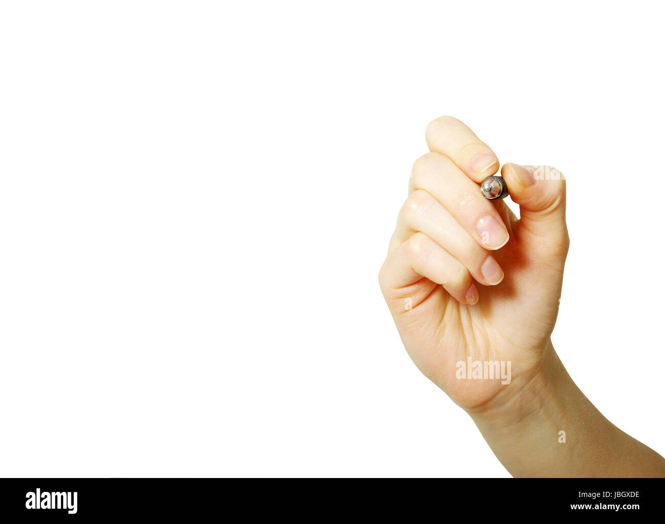Hand and pen on the white background Stock Photo - Alamy