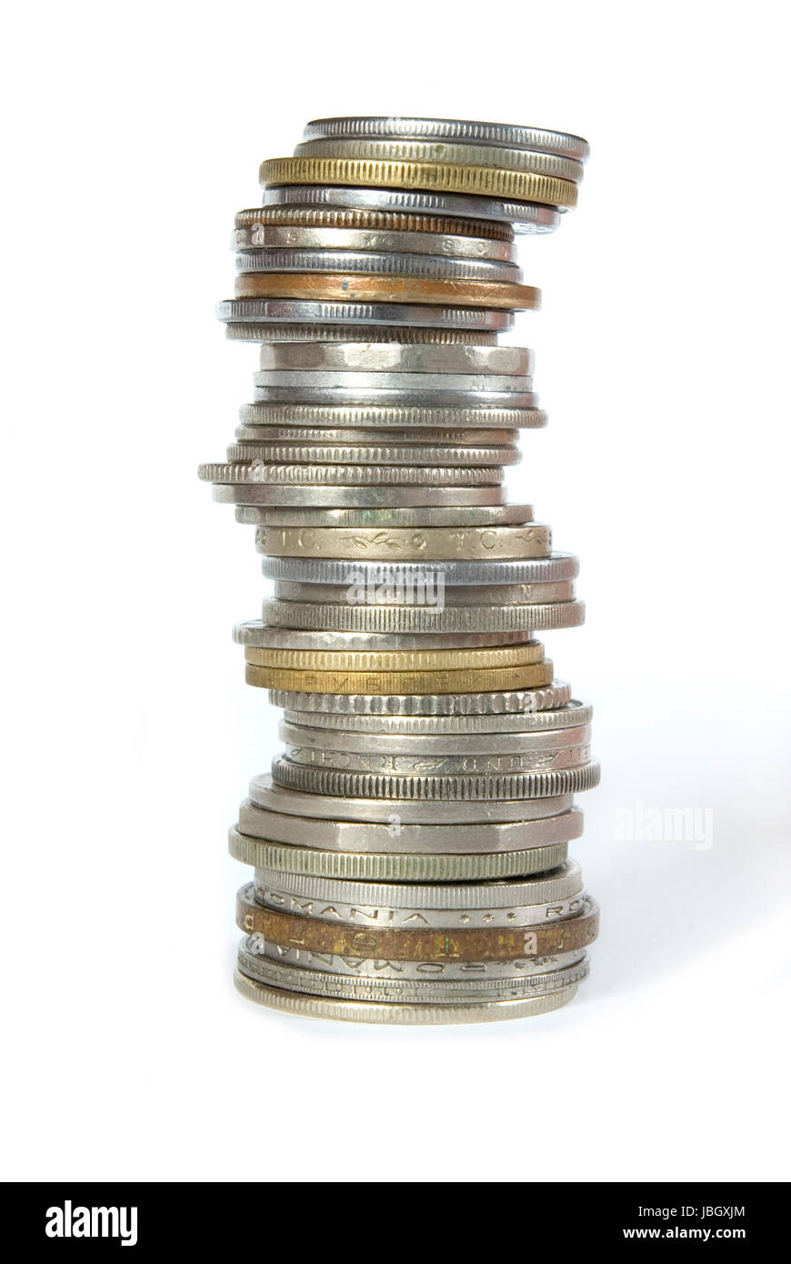 Stack of coins isolated on white Stock Photo - Alamy