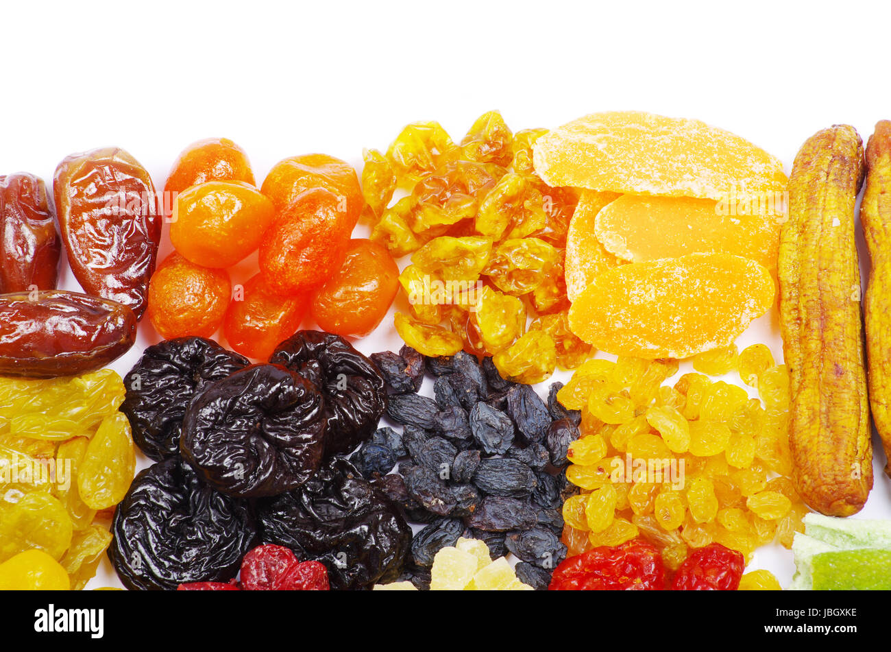 assorted dried fruits isolated on white Stock Photo - Alamy