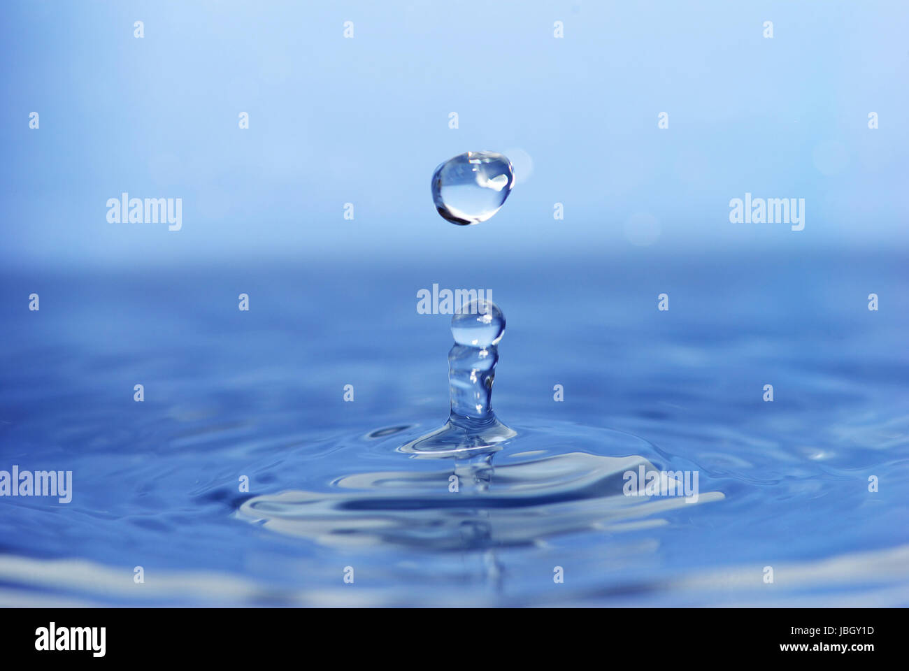 The round transparent drop of water falls downward Stock Photo - Alamy