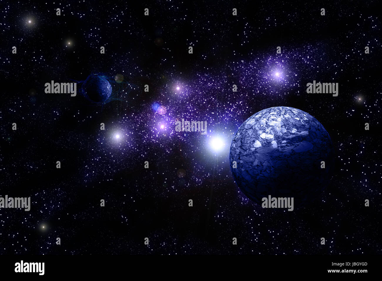 Blue Planet Deep in Space, galaxy and universe Stock Photo - Alamy