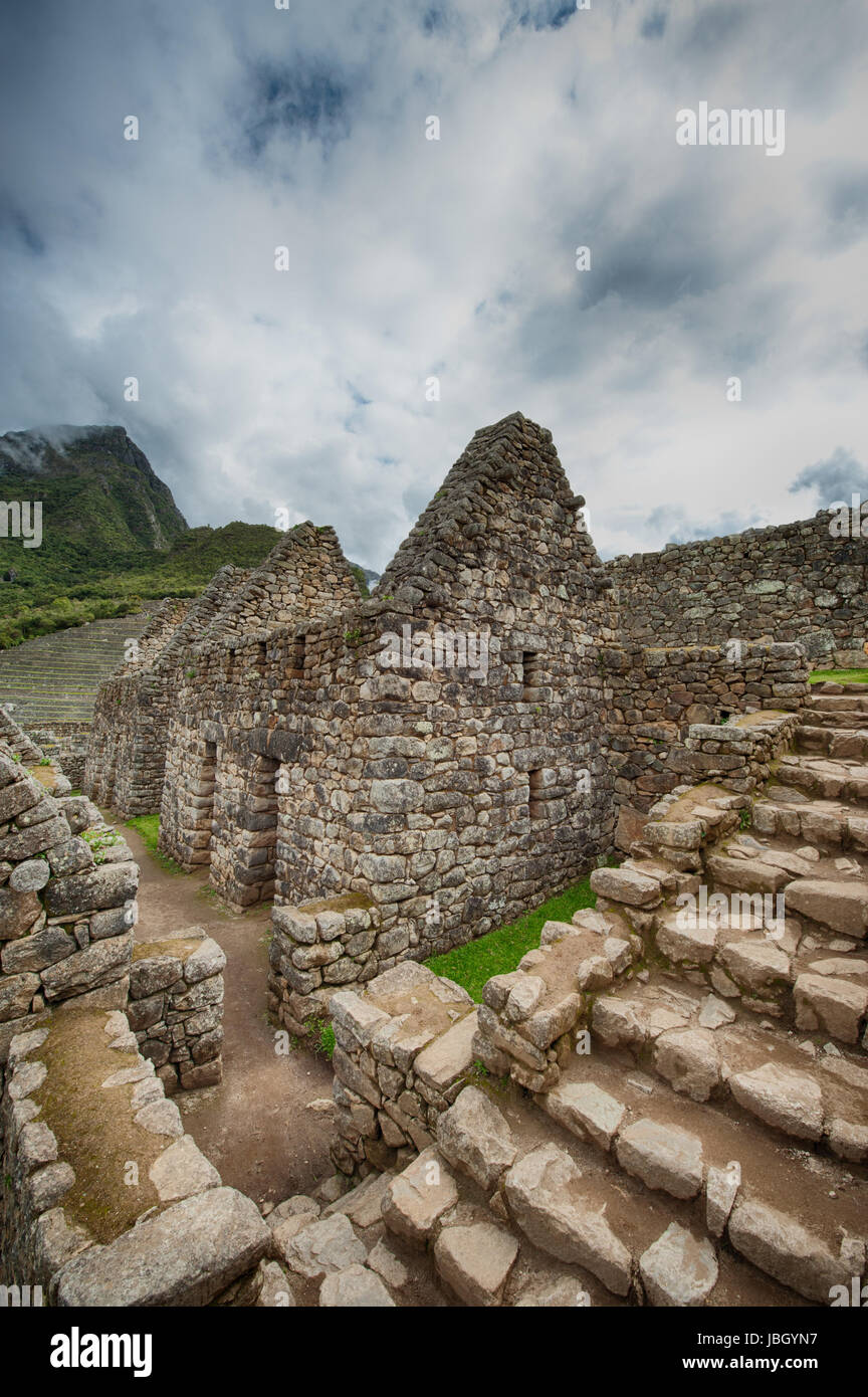 Machu Picchu details of the lost City in Peru Stock Photo - Alamy