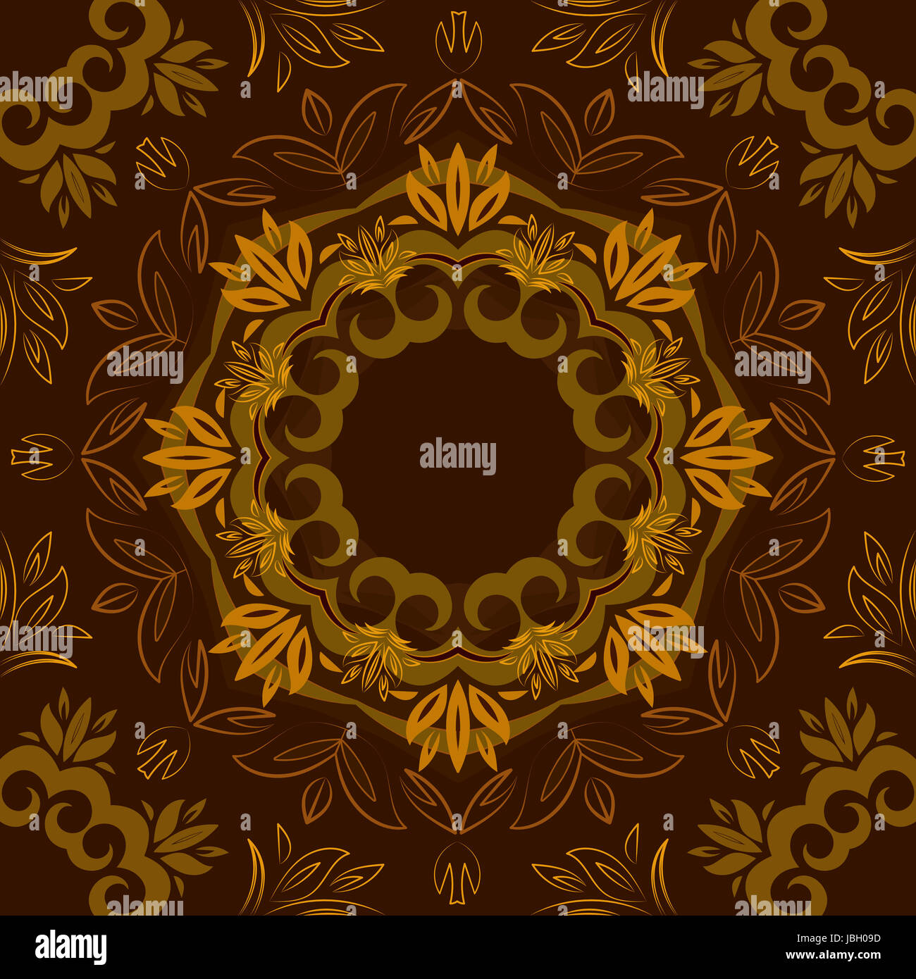 Abstract brown floral repeating background with round vector pattern ...