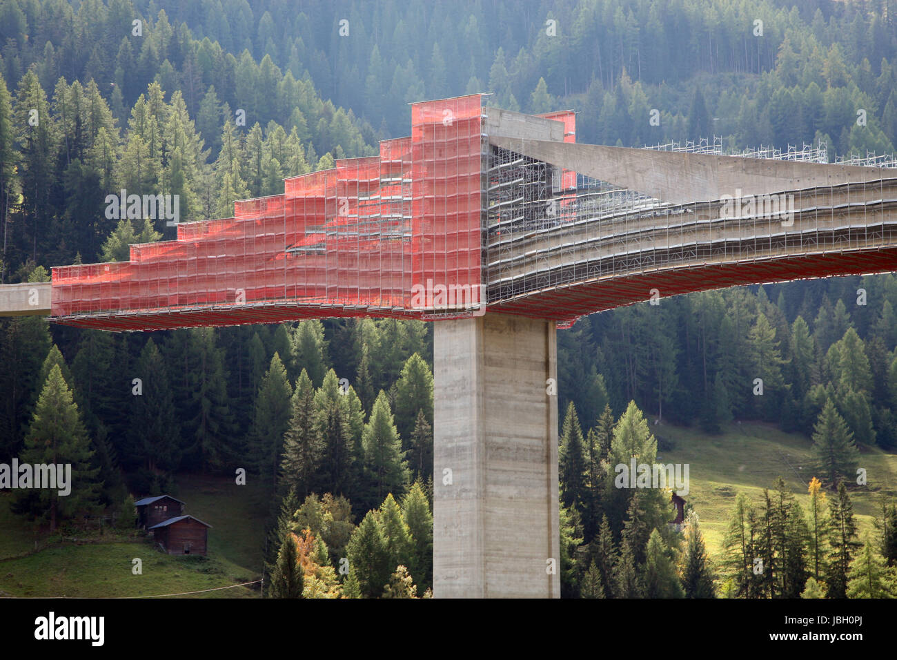 Scaffolding and a bridge under construction in the Valais in ...