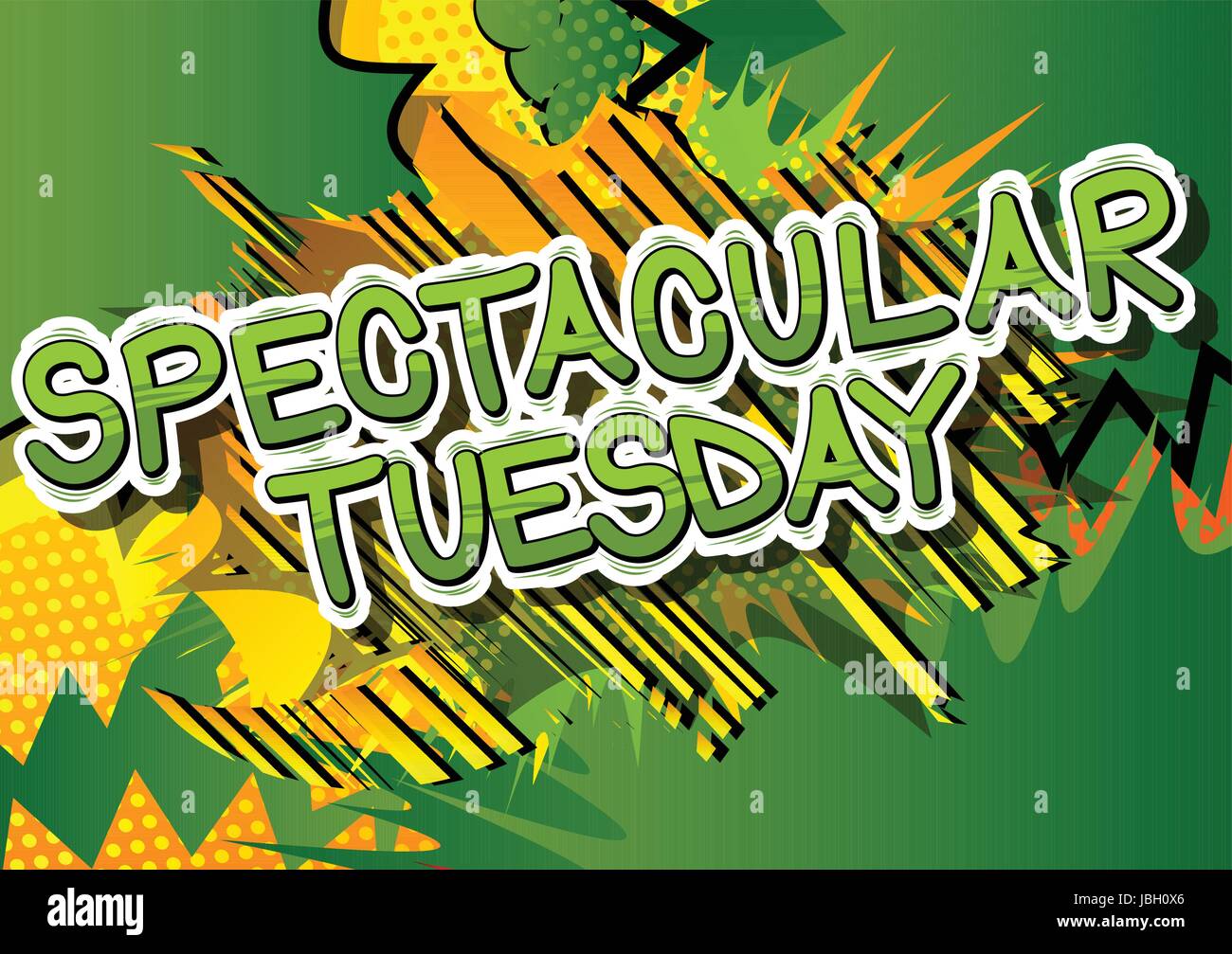 Spectacular Tuesday - Comic book style word on abstract background ...