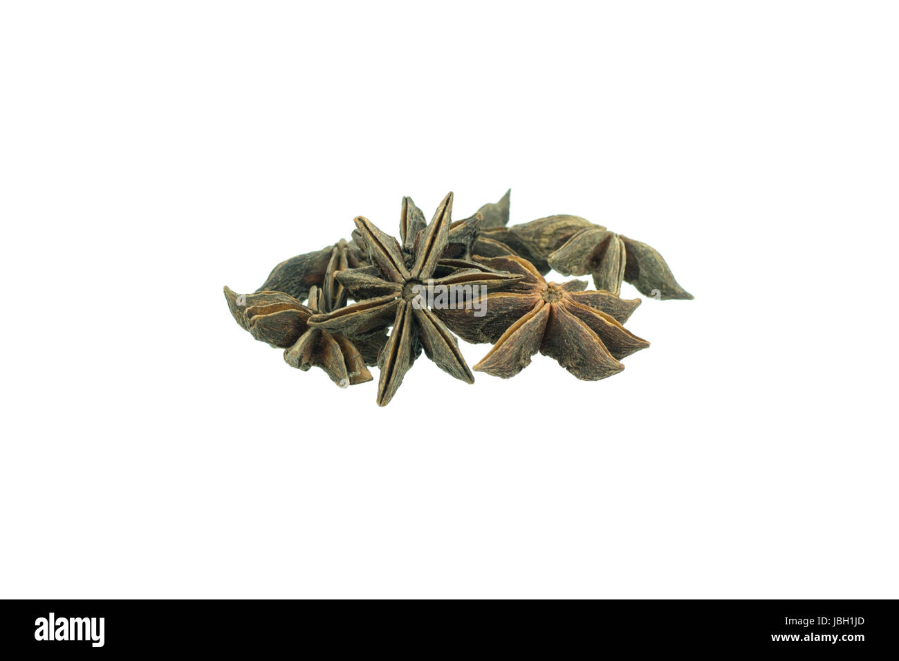 Star anise spice fruits and seeds isolated on white background closeup ...