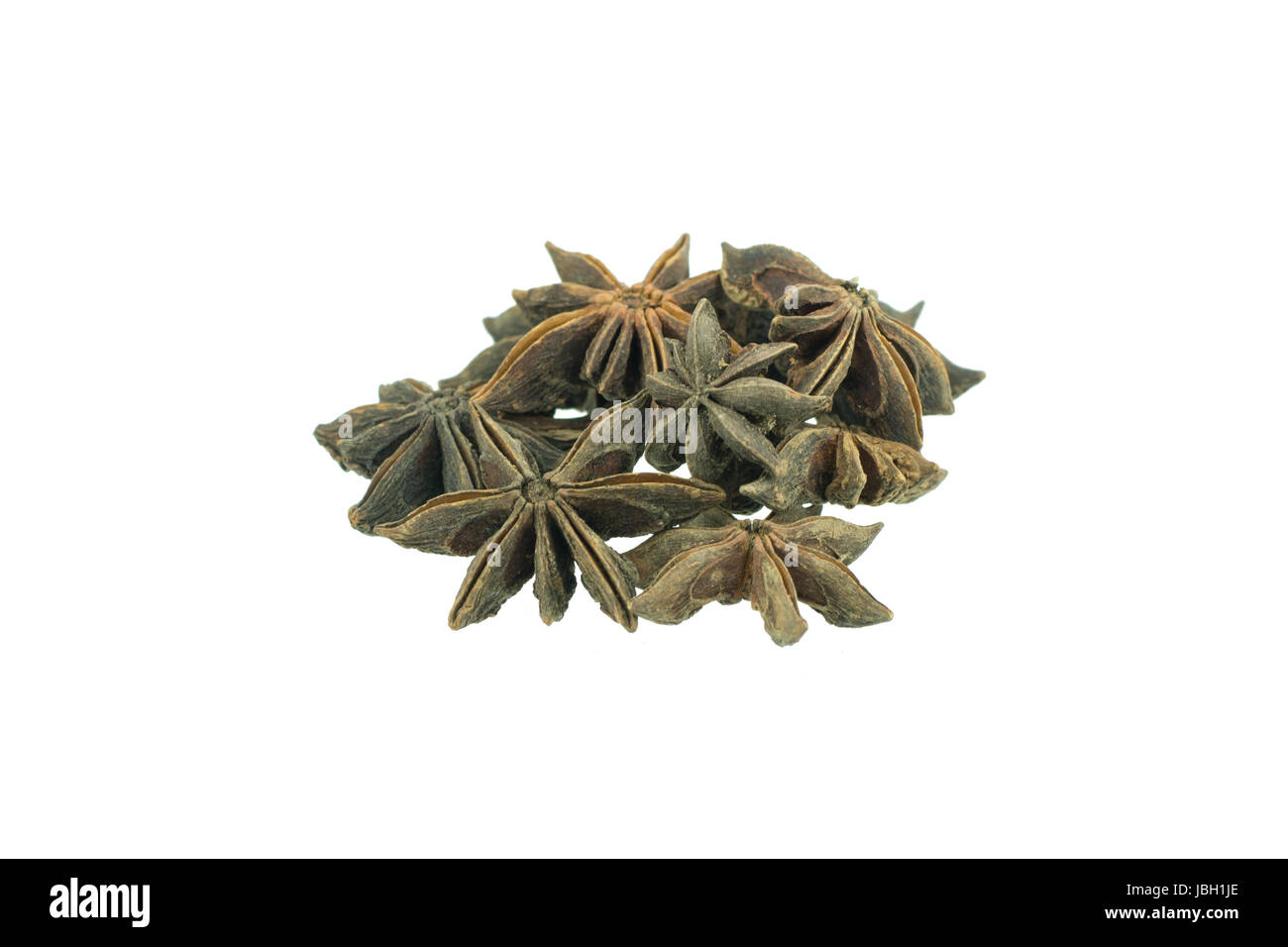 Star anise spice fruits and seeds isolated on white background closeup ...