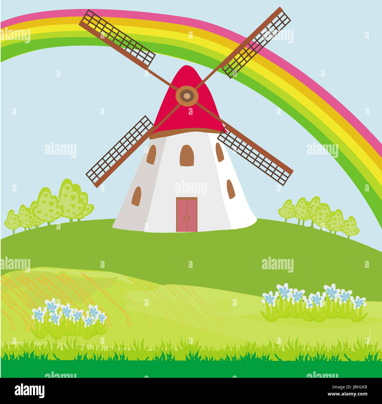 Landscape with windmill Stock Photo - Alamy