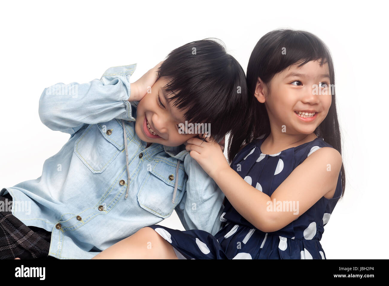 Kids playing and having fun on white background Stock Photo - Alamy