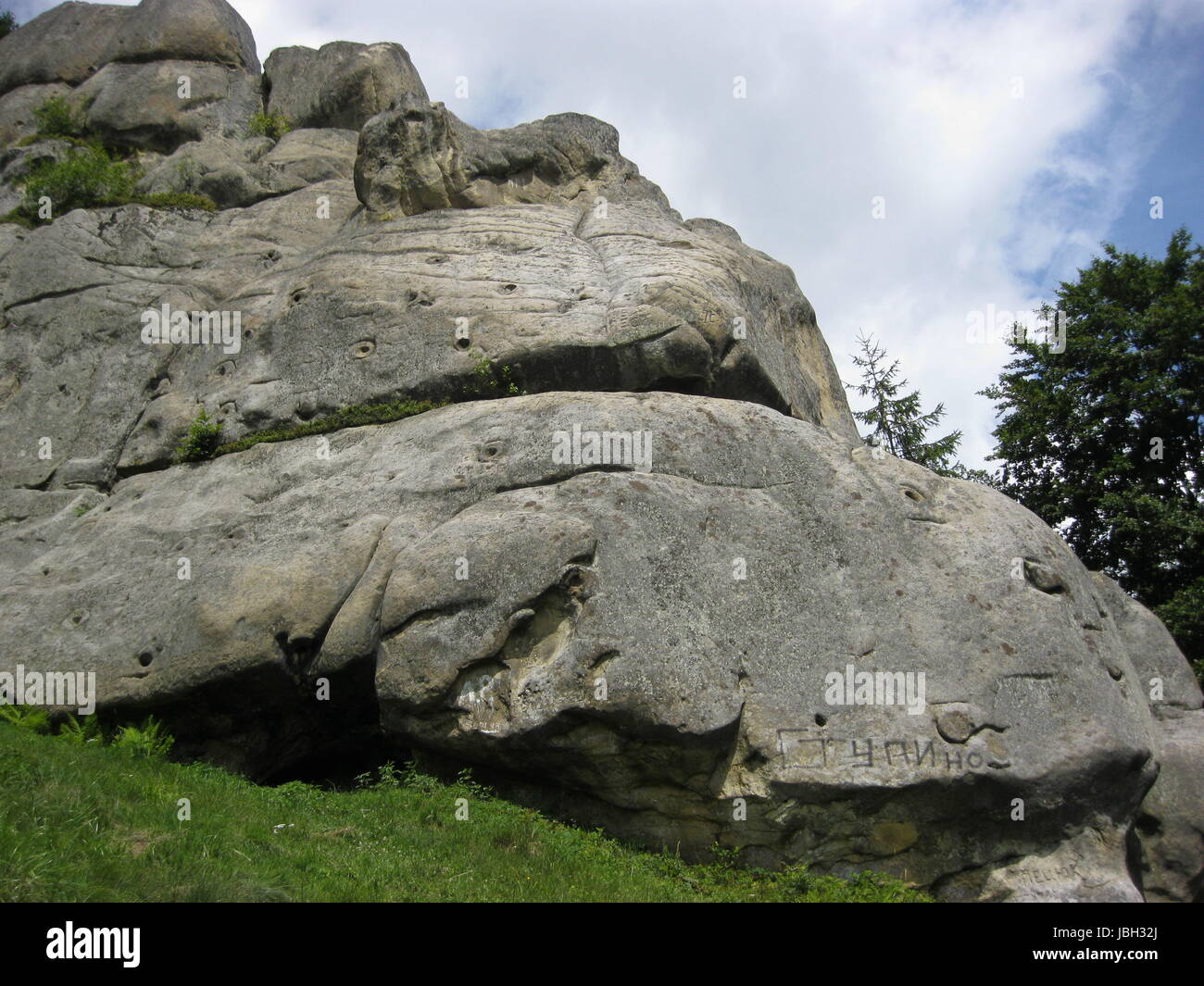 big and picturesque rock in Carpathian mountains Stock Photo - Alamy