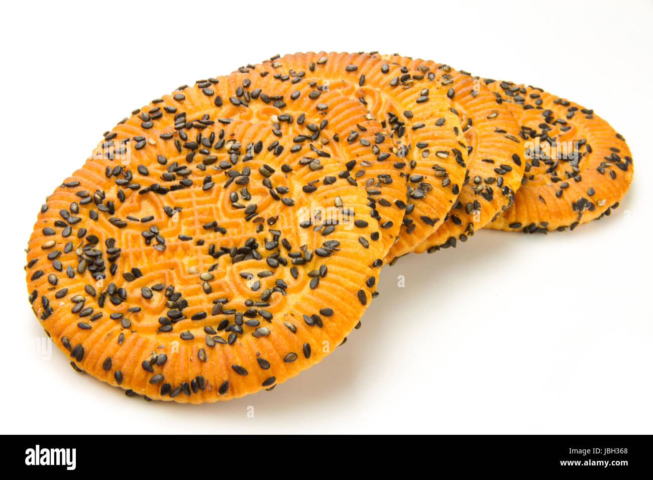 traditional Chinese sesame biscuit isolated on the white background ...