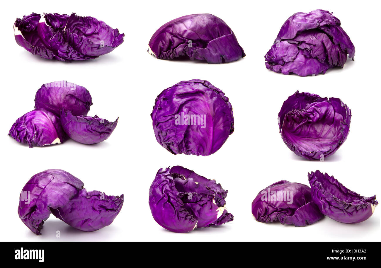 collection of purple cabbage on the white background Stock Photo - Alamy